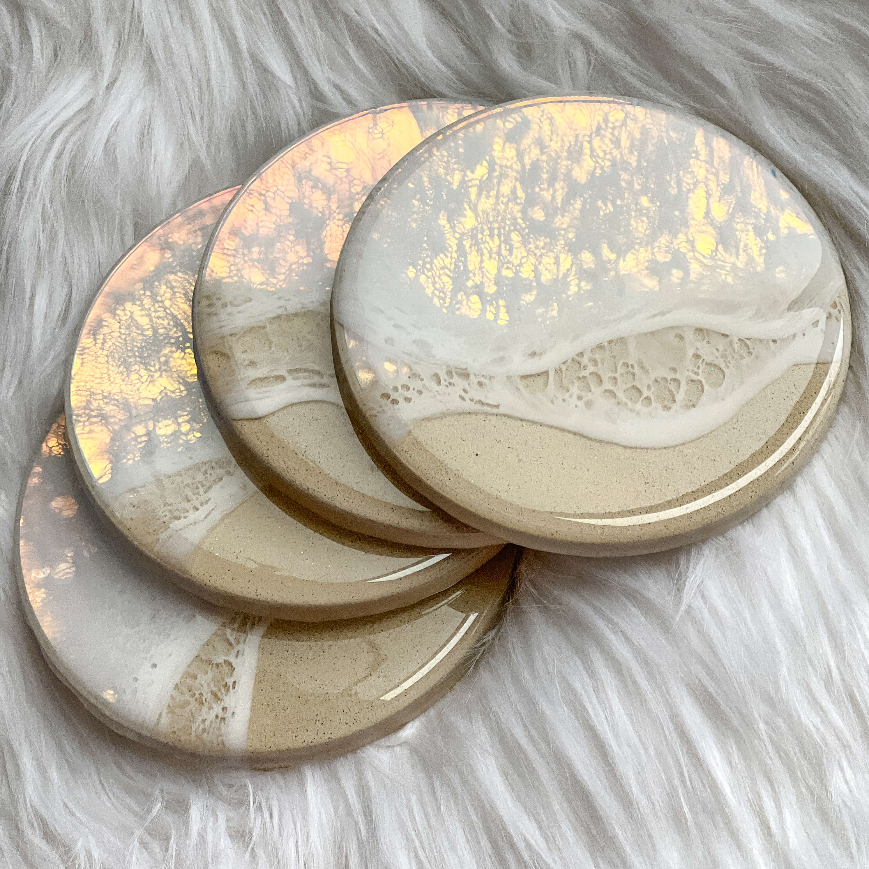 Holographic Beach Coasters (Set of 4) – Artist Lisa Marie