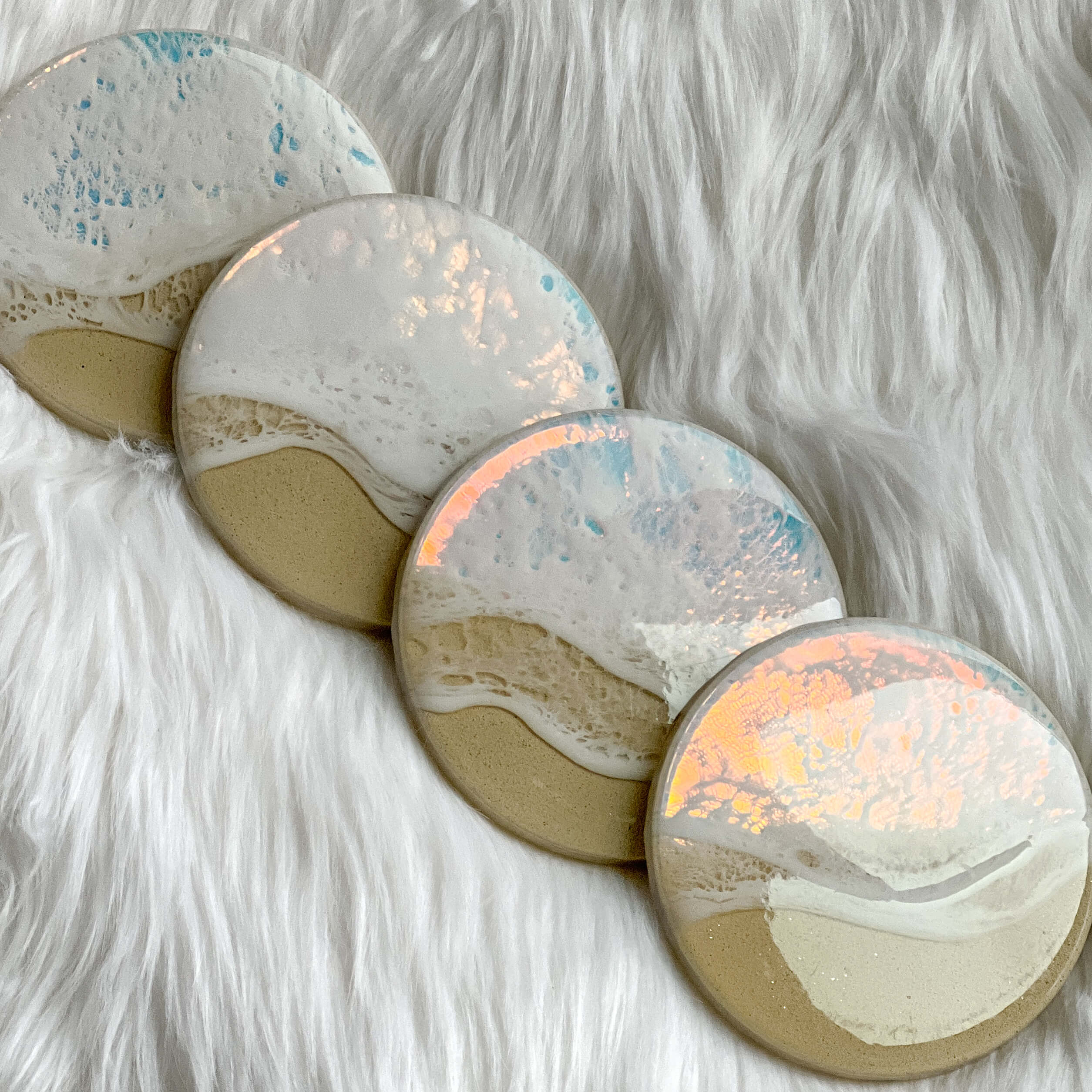 Holographic Beach Coasters (Set of 4) – Artist Lisa Marie