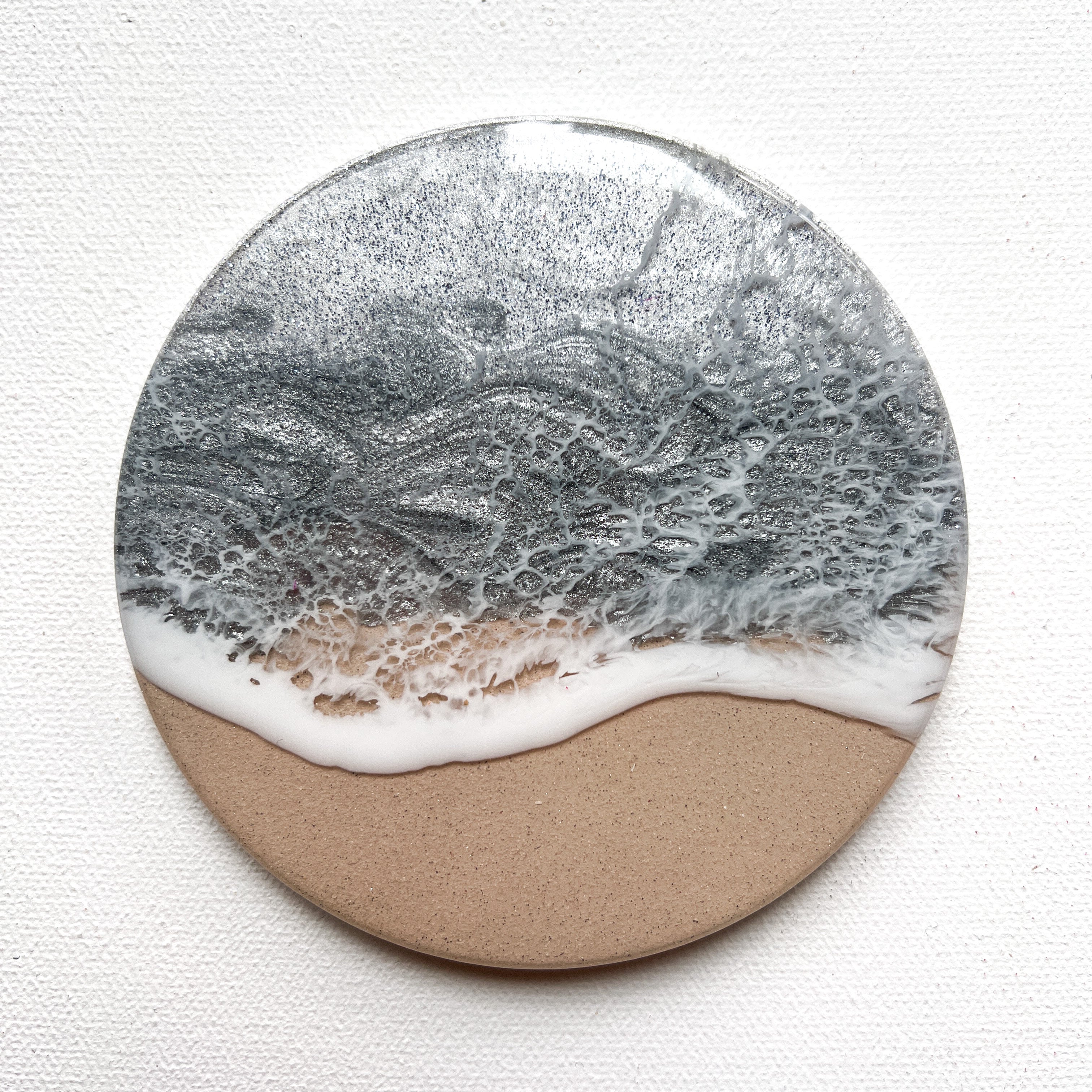 Sparkling Silver Ocean Beach Coasters (Set of 4) – Artist Lisa Marie